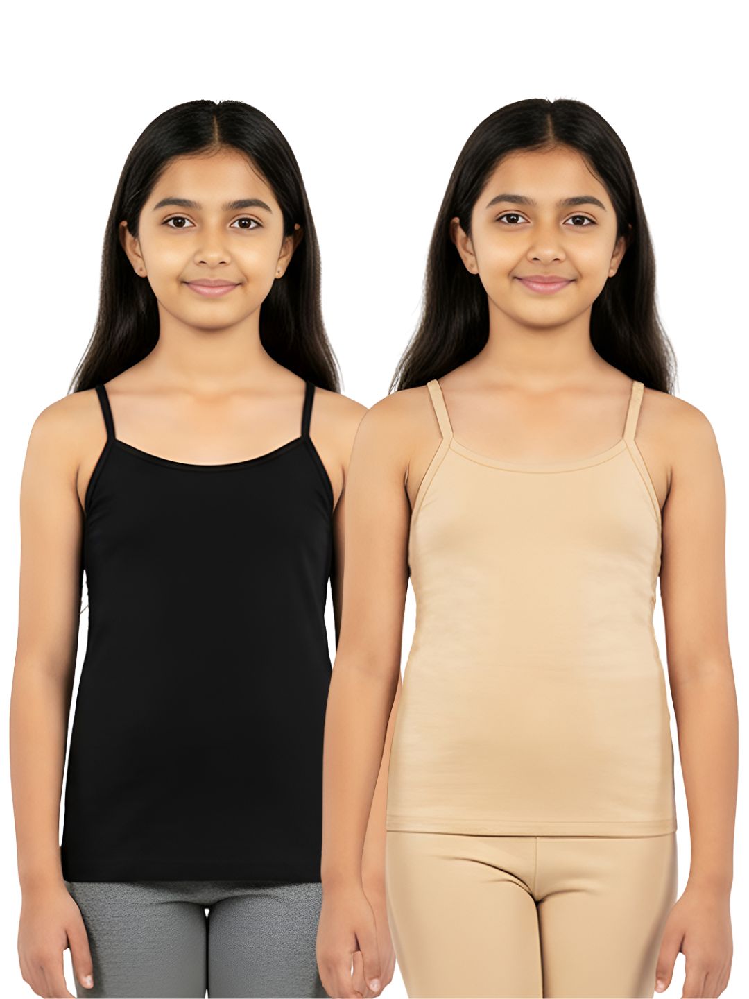 Girls Camisole with In-Built Bra - Pack of 2 – mackly