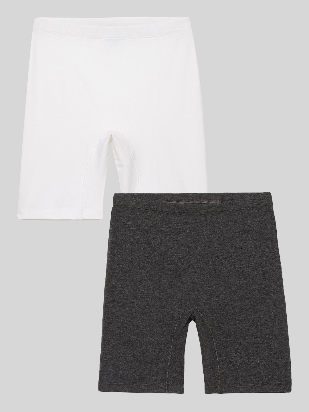 GIRLS INNERSHORTS, WHITE/CHARCOAL MELANGE – mackly
